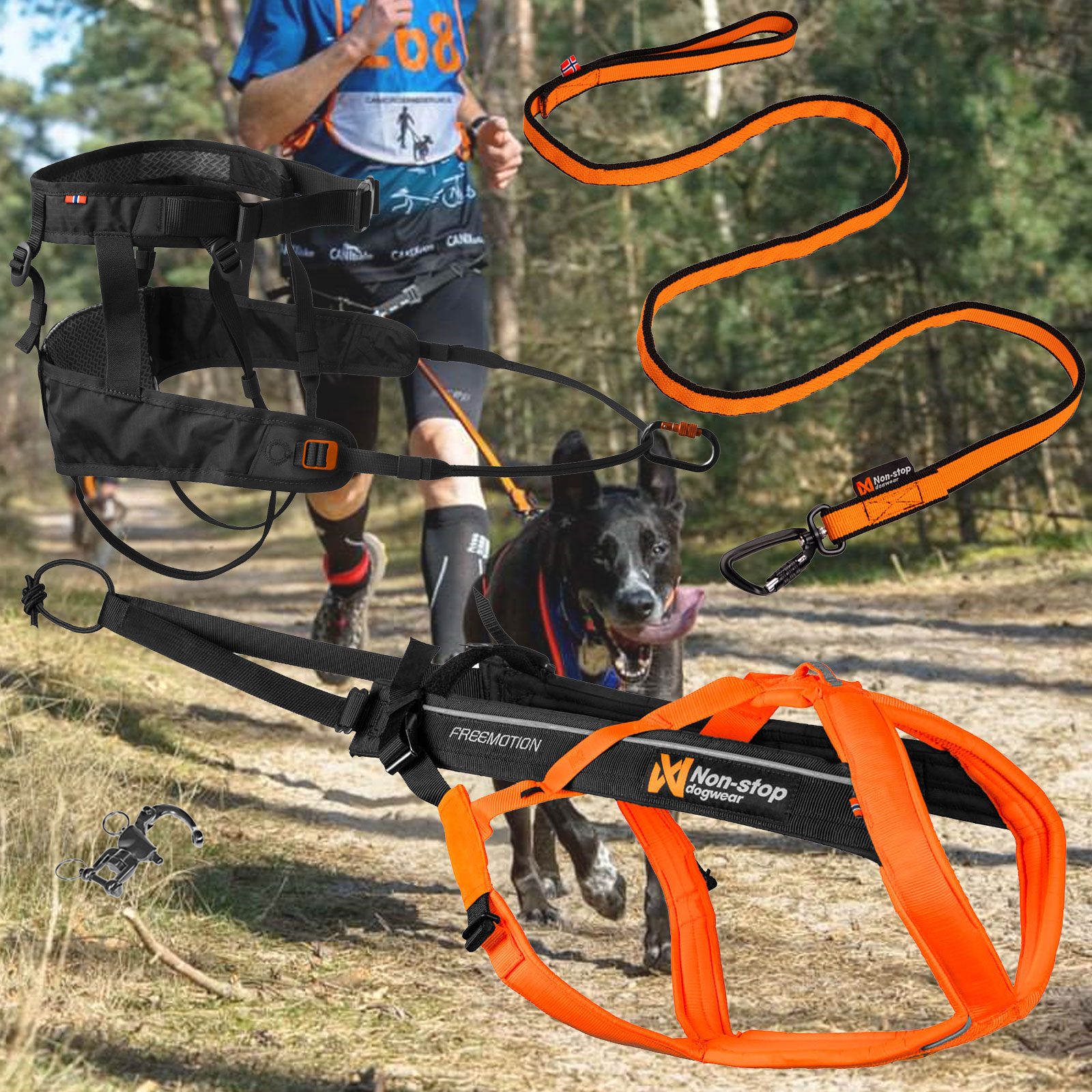 [Paket] Non-stop dogwear CANICROSS SET - Komplett-Set black/orange | Lauflust.de